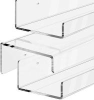 China Clear Acrylic Display Shelf Stand J Shelf For Slat Walls Front Lip Popular Acrylic Stand Supplier for sale