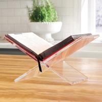 China Folded Open Plexiglass Model Plastic Cookbook Acrylic Book Stand Display Holder for sale