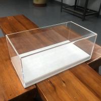 China Clear Acrylic  Doll Display Case Countertop Wooden Base Rectangle Shoe Light for sale