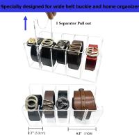 China Custom Acrylic Belt Organizer 5 Compartments Belt Storage Box Holder Clear Closet Tie Belt Display Case for sale
