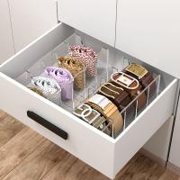 China Custom Acrylic Belt Organizer 5 Compartments Belt Storage Box Holder Clear Closet Tie Belt Display Case for sale