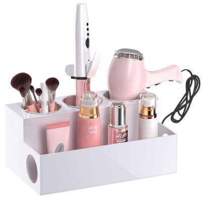 China 11.8x7.3x5.7inch Shelves Storage Rack Acrylic Desk Organizer Hair Tool Dryer Toiletries Storage Holder for sale