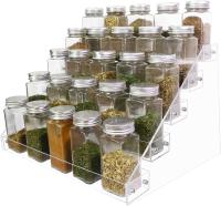 China Custom Tiered Clear Acrylic Spice Rack Organizer Shelf Seasoning For Countertop 12.4x15.35x6.4inch for sale