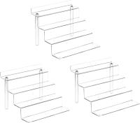 China Clear Acrylic Riser Display Stand 4 Tier Organizer Detachable 9x8.2x6.8inch for sale