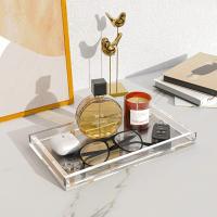 China Transparent Lucite Acrylic Tray For Desks Storage Personalized With Handles Lid for sale