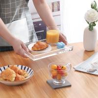 China Transparent Lucite Acrylic Tray For Desks Storage Personalized With Handles Lid for sale