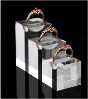 China White Plexiglass Jewelry Acrylic Display Holder Clear Slotted Block Hand Ring Holder 2x1.2