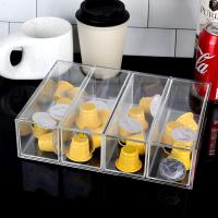 China Deluxe Clear Acrylic 4 Compartment Hinge Lid Nespresso Capsule Holder or Tea Bag Organizer Storage Box for sale