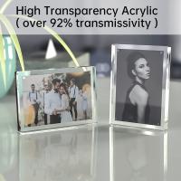 China Magnetic Acrylic Photo Block Sign Holder Desktop Display Self Standing Picture Photo Frame for sale