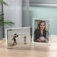 China Magnetic Acrylic Photo Block Sign Holder Desktop Display Self Standing Picture Photo Frame for sale
