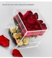 China Airtight Acrylic Box Flower Arrangement Eternal for sale