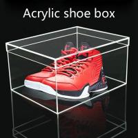 China Clear Shoe Display Acrylic Box With Lid Supports Container Store Glossy Transparent for sale