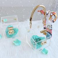 China Acrylic Suitcase Box Perpetual Perspective Flower Box Decorative Glass Cover Holiday Gift Storage for sale