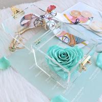 China Acrylic Suitcase Box Perpetual Perspective Flower Box Decorative Glass Cover Holiday Gift Storage for sale
