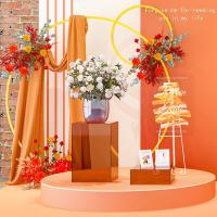 China Acrylic Cube Box With Lid Square Storage Plinths Wedding Pedestal Cylinders Pillar Stand Party for sale