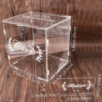 China Large Acrylic Gift Box With Lid Custom Transparent Display Box With Lock for sale