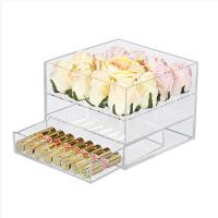 China Wholesale Cajas Flores Acrilico Flower Gift Box Lid Clear Plexiglass Acrylic Rose Box/ Clear Acrylic Flower Box With Cover for sale