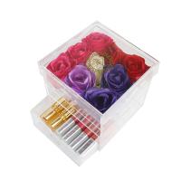China Wholesale Cajas Flores Acrilico Flower Gift Box Lid Clear Plexiglass Acrylic Rose Box/ Clear Acrylic Flower Box With Cover for sale