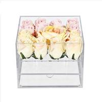 China Wholesale Cajas Flores Acrilico Flower Gift Box Lid Clear Plexiglass Acrylic Rose Box/ Clear Acrylic Flower Box With Cover for sale