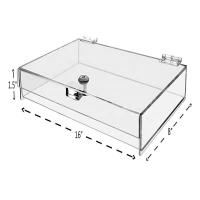 China Large Clear Acrylic Hinged Box With Hinged Lid And Lock Storage 16x8
