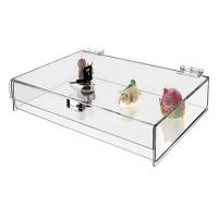 China Large Clear Acrylic Hinged Box With Hinged Lid And Lock Storage 16x8