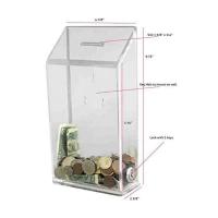 China Transparent Clear Plexiglass Donation Box With Lock And Key Floor Stand Charity Ballot Collection for sale