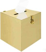 China Golden Acrylic Box Mirror Ballot Perspex Wedding Card Clear Plastic Donation Box for sale