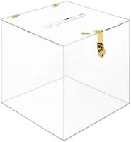 China Large Clear Donation Box With Lock Wedding Wishing Well Ballot Acrylic Box 12 Inch for sale