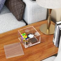 China Small Thick Clear Acrylic Candy Boxes With Lid Magnet Square  5.3inch for sale