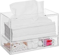 China Stackable Acrylic Boxes Containers Countertop Bins Tissue Bathroom Drawer Cosmetic 9.3x5x6.3inches for sale