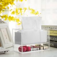 China Stackable Acrylic Boxes Containers Countertop Bins Tissue Bathroom Drawer Cosmetic 9.3x5x6.3inches for sale