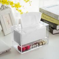 China Stackable Acrylic Boxes Containers Countertop Bins Tissue Bathroom Drawer Cosmetic 9.3x5x6.3inches for sale