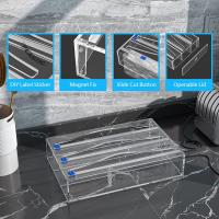China Acrylic Dispenser Box Cling Film Tinfoil Box Grids Plastic Tin Foil Paper Cutting 13.5x2.8x8.9inch for sale