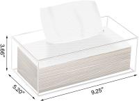 China Square Clear Acrylic Tissue Box Holder Cover Transparent Toilet Paper 9.25x5.2