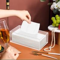 China Square Clear Acrylic Tissue Box Holder Cover Transparent Toilet Paper 9.25x5.2