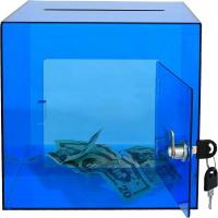 China Large Coin Clear Acrylic Donation Box With Lock Clear Plastic Vote Case for sale