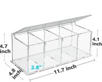 China Acrylic Divided Coffee Pod Box Clear 4 Slots K Cup Box Tea Bag With Lid 11.7x4.8x4.7inch for sale