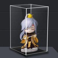China Acrylic Countertop Display Case With Lock Black Base Countertop Box Cube Riser 50cm 45cm 40cm 35cm for sale