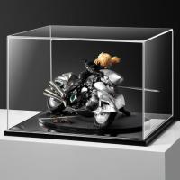 China Acrylic Countertop Display Case With Lock Black Base Countertop Box Cube Riser 50cm 45cm 40cm 35cm for sale