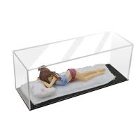 China Acrylic Countertop Display Case With Lock Black Base Countertop Box Cube Riser 50cm 45cm 40cm 35cm for sale