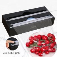 China PMMA Acrylic Cling Film Storage Case with Dispenser Grid Plastic Wrap Box for Tin Foil Paper Cutting for Food Organization for sale