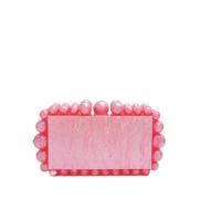 China Transparent Shoulder Acrylic Bag Beaded Graceful Satchel Marble Wedding Party for sale