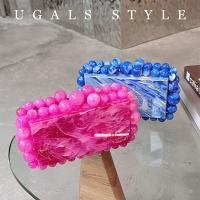 China Lucite Luxury Acrylic Box Handbag Clutch Women Bridal Purse Party Prom Glitter Bucket for sale