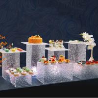 China Custom Acrylic buffet Stand Buffet Riser iriddescent fancy wedding acrylic banquets catered food cakes Dessert display stand for sale