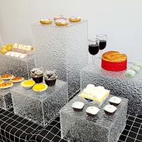 China Custom Acrylic buffet Stand Buffet Riser iriddescent fancy wedding acrylic banquets catered food cakes Dessert display stand for sale