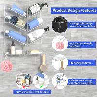 China Acrylic Shower Rack Storage Box Acrylic Cosmetic Display Stand 14.1in for sale