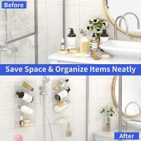 China Acrylic Shower Rack Storage Box Acrylic Cosmetic Display Stand 14.1in for sale