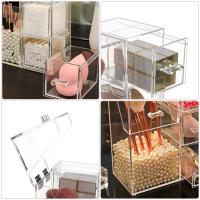 China Clear Display Acrylic Makeup Brush Holder With Lid Pearl Cosmetic Storage Organizer for sale