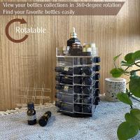 China Rotating Acrylic Display Stand Case Counter Top Clear Essential Oil Bottles Storage Rack For 64 Bottles for sale