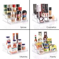 China Household kitchen storage rack pantry ladder storage rack acrylic transparent 3-layer ladder seasoning rack for sale
